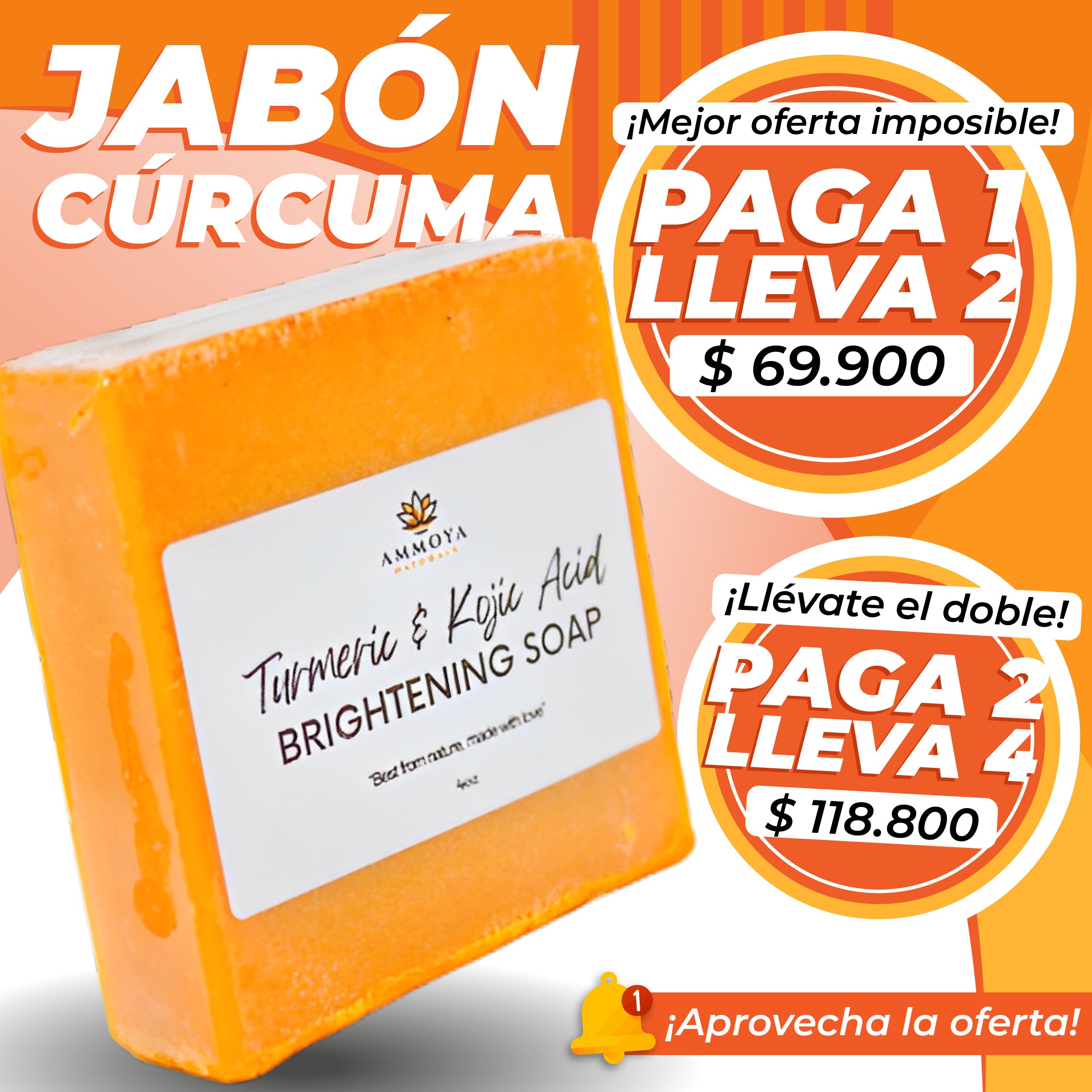 🧼JABÓN DE CÚRCUMA Y ÁCIDO KÓJICO PARA EL ACNÉ – Biru Shop